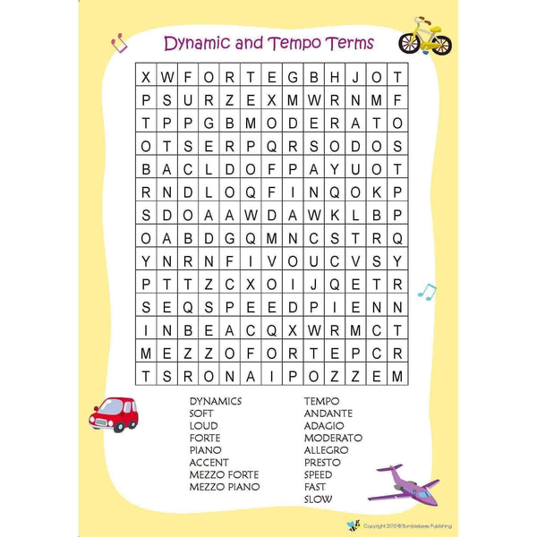 Music Bumblebees Word Search Worksheets (Digital Download)Music ...